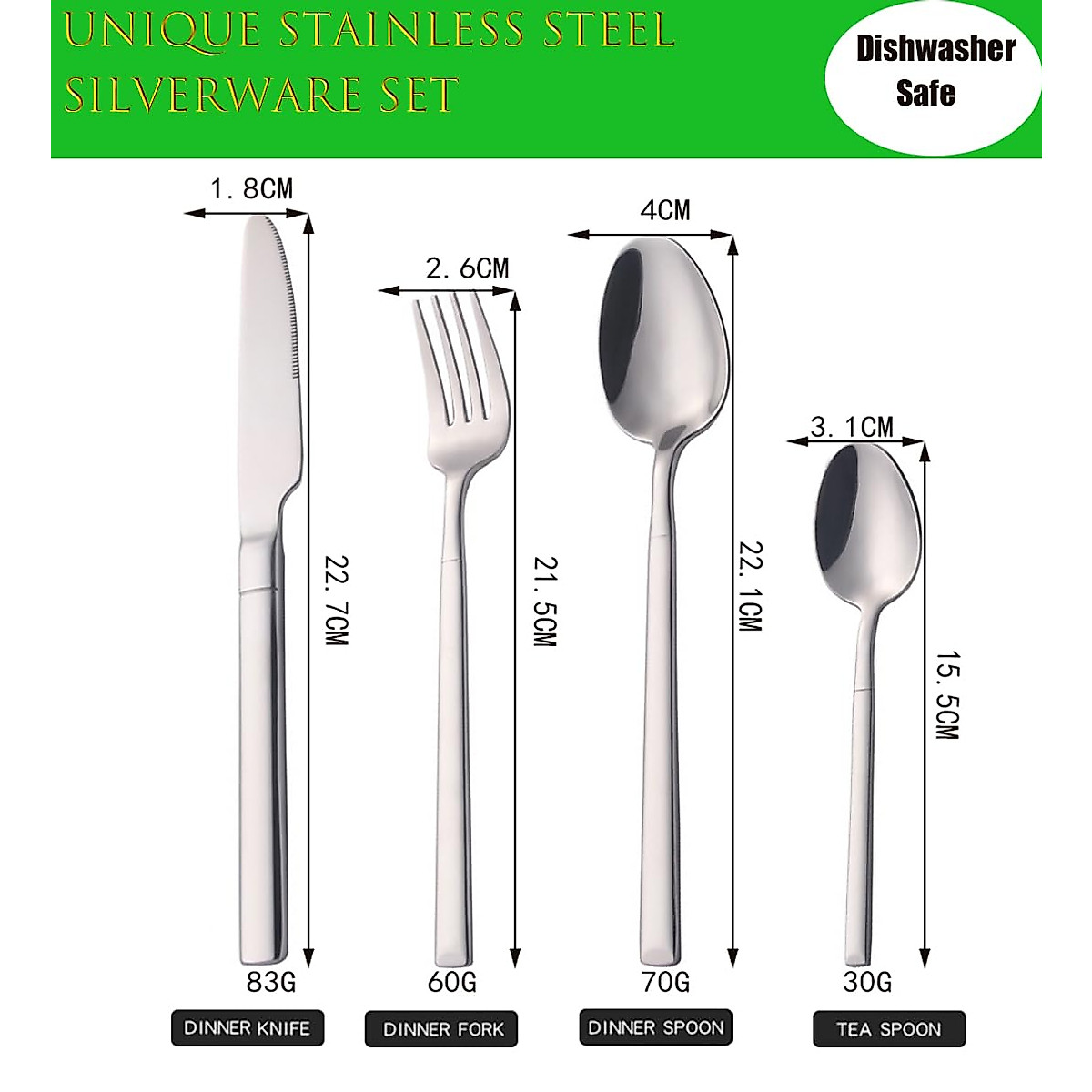 Thomaso 32-piece Unique Wave Flatware Set,1810 Stainless Steel Flatware Service for 8, Cutlery Set with Streamlined Handle Mirror Finished,Silver Spoons and Forks Set, Dishwasher Safe