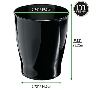 mDesign Round Plastic Bathroom Garbage Can, 1.25 Gallon Wastebasket, Garbage Bin, Trash Can for Bathroom, Bedroom, and Kids Room - Small Bathroom Trash Can - Fyfe Collection - 4 Pack, Black