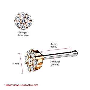 BodyJ4You 3PCS 20G Nose Ring Bone Stud Set Surgical Steel Rose Goldtone Pin Piercing Value Pack