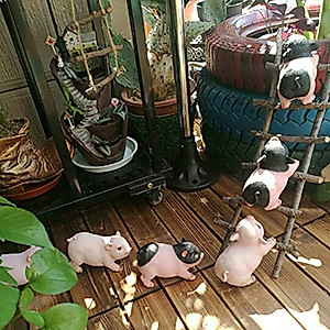Animal Garden Gnomes Statue Cute Pig Funny Outdoor Sculpture Resin Lawn Ornaments Décor Indoor Outdoor Figurines for Garden and House (Cut Pig)