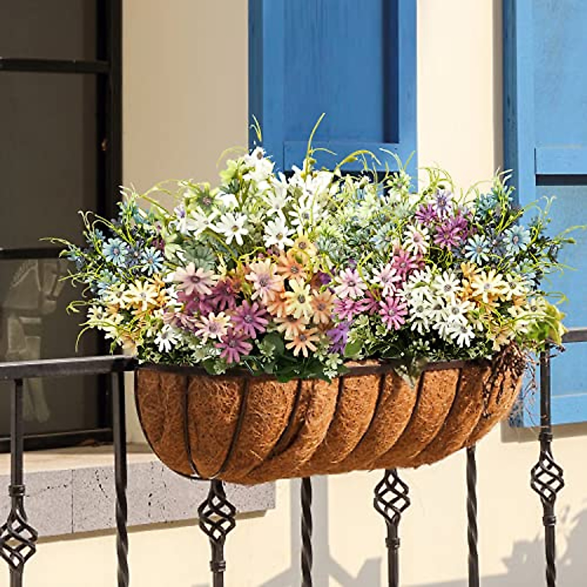Guagb 6Pcs Artificial Daisy Silk Flower Outdoor UV Resistant Fake Wildflowers Faux Greenery Shrubs Plastic Plants Arrangements for Home Indoor Outside Garden Vase Decor