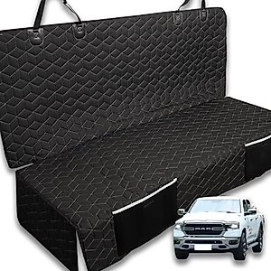 Meginc Dog Car Seat Covers for Back Seat, Waterproof Pet Bench Seat Cover for Truck Chevrolet Silverado/Ram/Ford F-Series/GMC Sierra 600D Heavy Duty Scratch Proof Nonslip Truck Seat Covers for Dogs