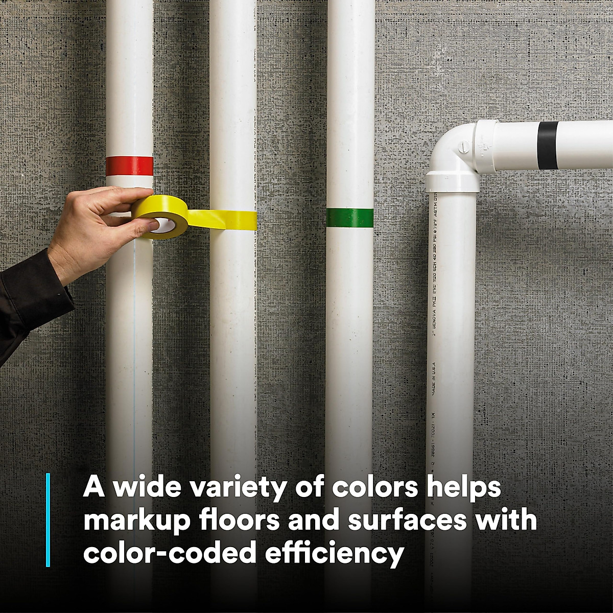 3M Vinyl Tape 764, General Purpose, 2 in x 36 yd, White, 1 Roll, Light Traffic Floor Marking Tape, Social Distancing, Color Coding, Safety, Bundling