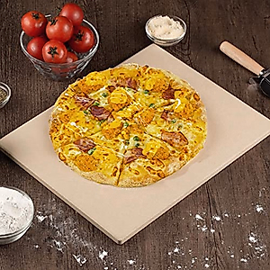 Yumhouse Pizza Stone for Oven and Grill Rectangular, Large Cooking Stone Includes Free Plastic Scraper, Durable and Safe Cordierite Baking Stone Heavy Duty for Pizza,Bread,Pie,BBQ(15”×12”)