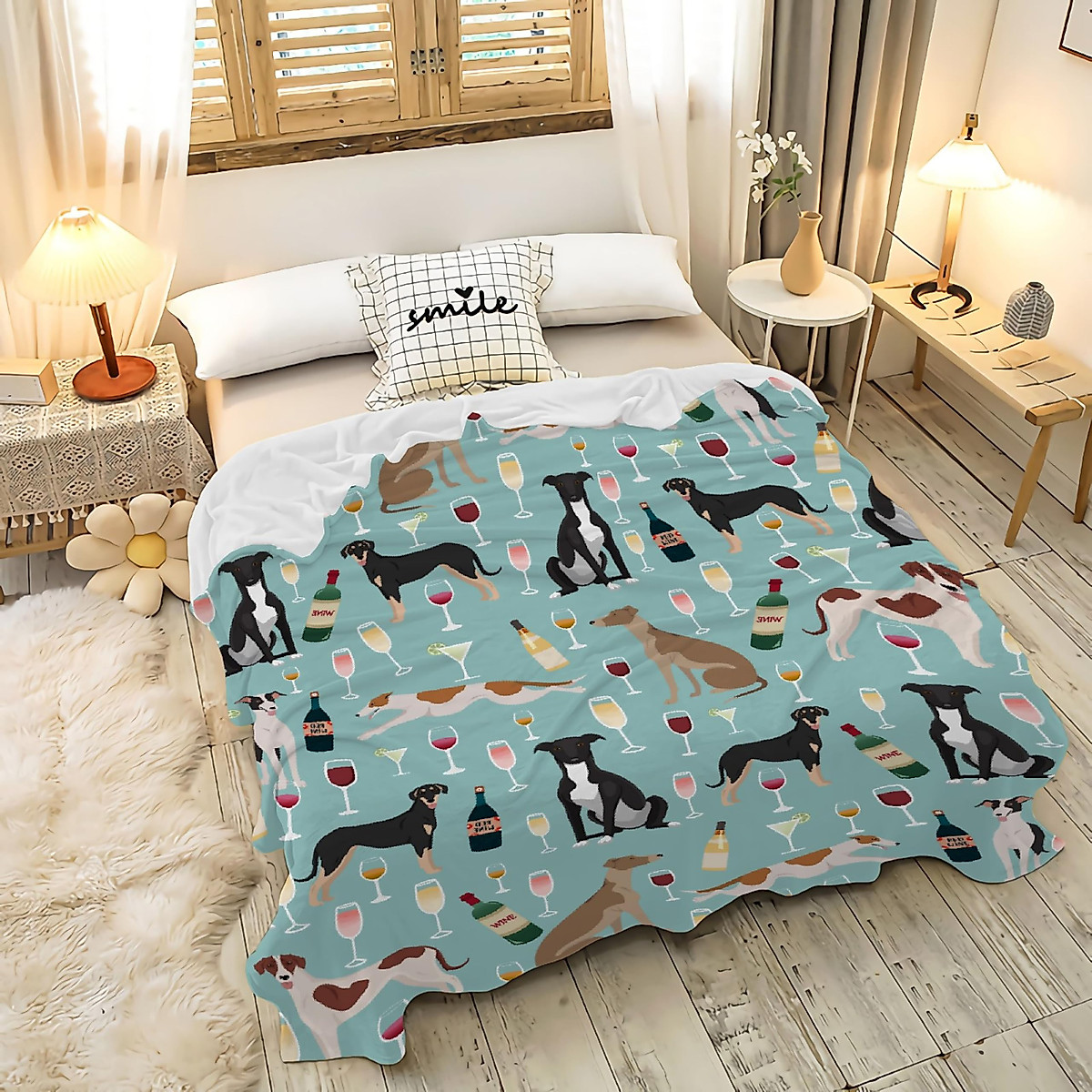 Buyyet Cute Greyhound Dog Fleece Flannel Gift Blanket Lightweight Soft Throw Puppy Dog Lovers Gift Blanket for Women Men Funny Decoration Blanket for Bed Couch Travel Outdoor 40''x 50'' for Kids/Child