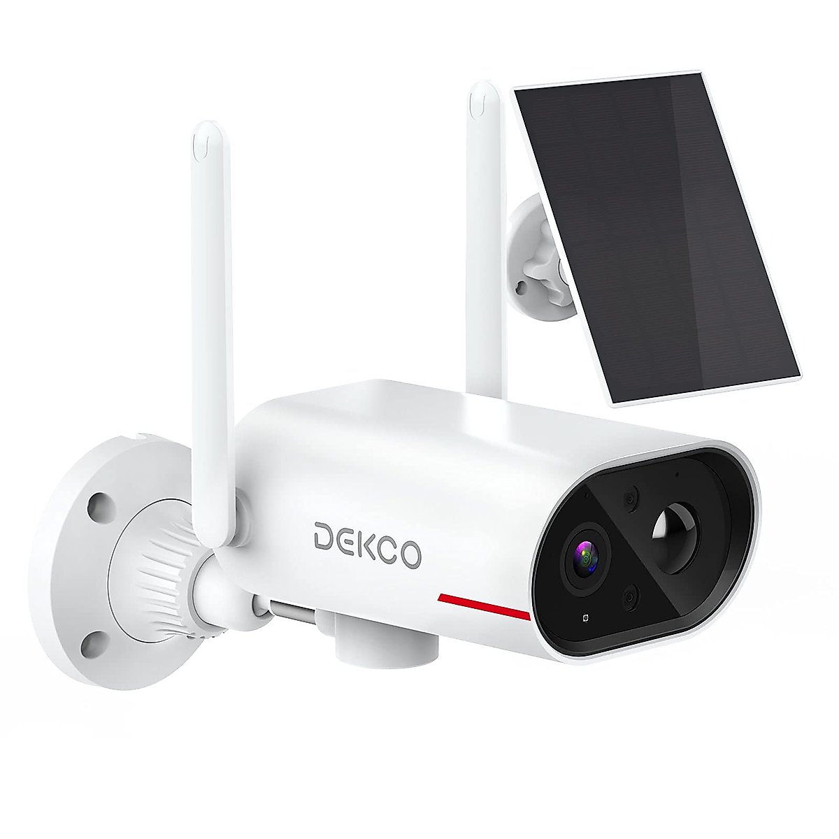 DEKCO Wireless Outdoor Security Camera for Home Security 260° View Range Solar Security Camera, Two-Way Audio, Simple Setup, Night Vision, Motion Detection WiFi Surveillance & Security Cameras