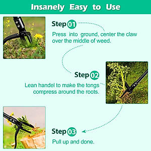 Weed Puller with Long Handle- 63inch - Adjustable Stand Up Weed Puller Tool, Heavy Duty Stand Dandelion Digger Puller, Ergonomic Standing Weeding Puller Tool Weed Picker for Garden Lawn Farmland