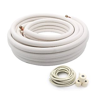 25 Ft Air Conditioning Copper Tubing Pipe Extension, 1/4" 1/2" 3/8" PE Thickened for Mini Split AC and Heating Equipment Insulated Coil Line HVAC Refrigerant with Nuts (1/4" & 1/2"* 3/8" PE WITH NUTS)