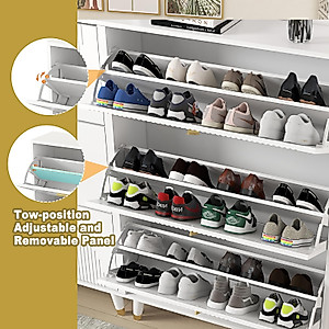 FeLeA Entryway Shoe Cabinet, Narrow Shoe Storage Cabinet with 3 Flip Drawers, Modern Slim Shoe Cabinet, Freestanding Shoe Rack, Shoe Organiazer(31.5" Wx 9.45" Dx 47.24" H)