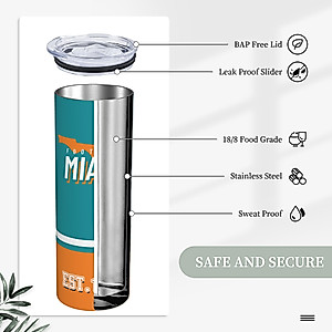 LANJAO Tumbler 20oz Straight Skinny Car Cups With Insulated Cup Sleeve Portable Handle, Sports Travel Coffee Mug, Stainless Steel, Insulated,Classic Collection Gifts for Men Women Fans