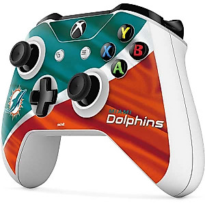 Skinit Decal Gaming Skin Compatible with Xbox One S Controller - Officially Licensed NFL Miami Dolphins Design