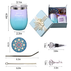 Homeleader Wine Gift Set for Women, Birthday Gifts for Mom, Wife, Girlfriend, Christmas gifts, Valentine's Day, Mother’s Day Gifts, 12 oz Stainless Steel Wine Tumbler