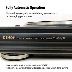 Denon DP-29F Fully Automatic Record Player, Analog Turntable with Built-in RIAA Phono Equalizer, Unique Automated Tonearm Design, Manual Lifter Mechanism, Rigid Diecast Aluminum for Stability