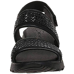 Skechers Women's Foamies Footsteps-Glam Party Sandal, Black/Black, 7 M US