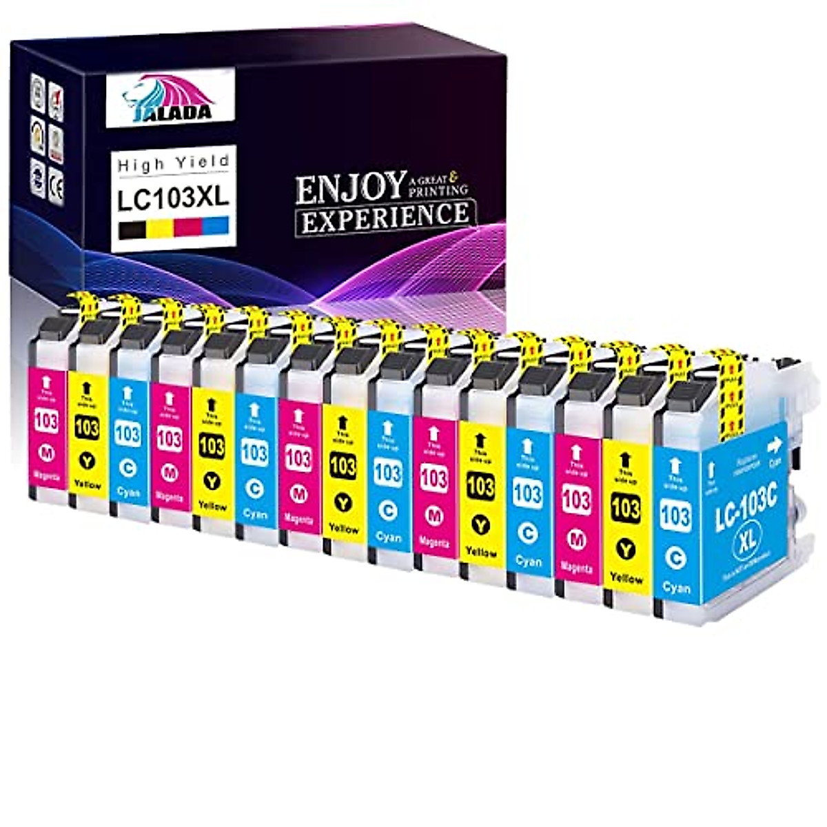Jalada Compatible Ink Cartridge Replacement for Brother LC103 LC103XL LC101 LC101XL Compatible for Brother MFC J870DW J450DW J470DW J650DW J4410DW J4510DW J4710DW J6720DW Printer (5C 5M 5Y)