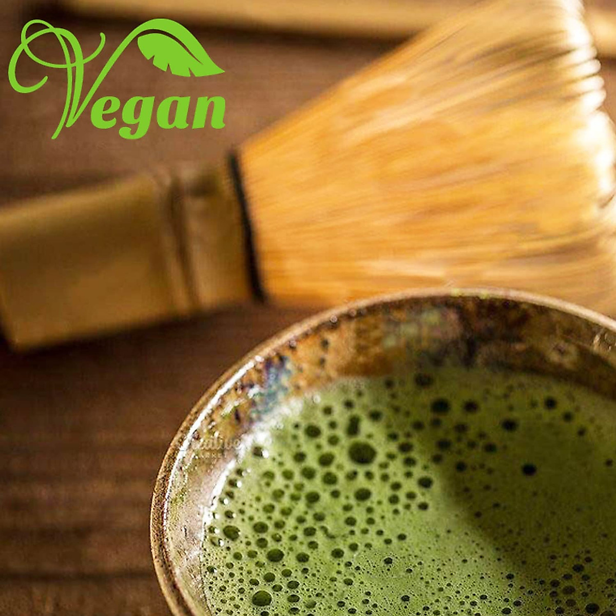 KAISHANE Japanese Matcha Whisk Set Matcha Tea Ceremony Set of 4 Including 100 Prong Matcha Whisk, Traditional Scoop, Tea Spoon and Ceramic Matcha Bowls