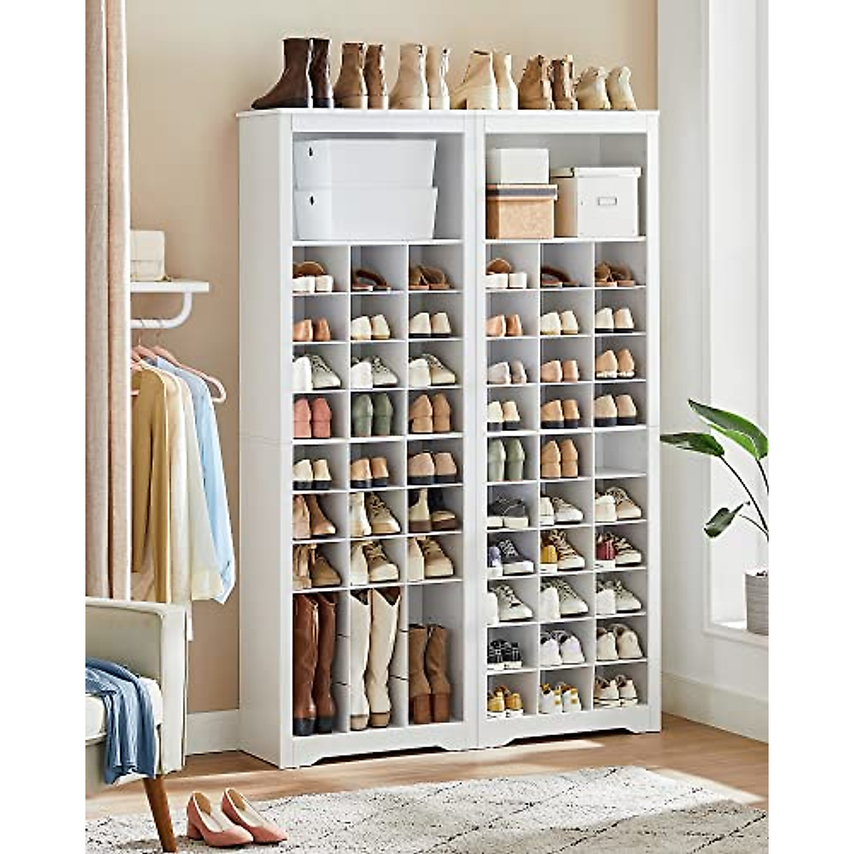 VASAGLE Shoe Storage Cabinet, 10 Tier Shoe Rack Organizer, Holds Up to 30 Pairs of Shoes, for Entryway Bedroom, 12.6 x 24.8 x 73.6 Inches, White ULBS273T14