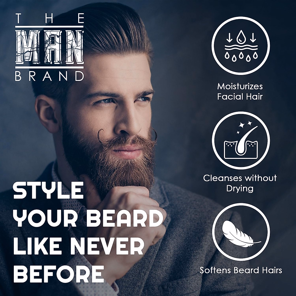 The Man Brand Beard Hemp Wash - Beard Cleanser for Men - Beard Wash with Aloe Vera Oil and Organic Hemp Seed Oil. - Scented Beard Moisturizer For Grooming (MYSTERY MAN - 8 oz)