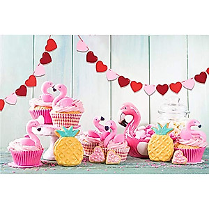 Tatuo 4 Sets Valentine's Day Heart Banners Felt Heart Garlands Holiday Hanging Decorations for Wedding Party Birthday Supplies (4)