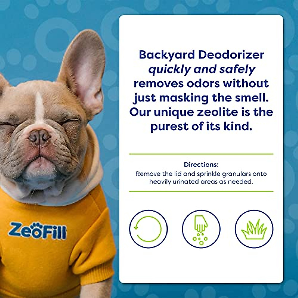 Zeofill Backyard Deodorizer – Eliminates Pet Urine Odors on Potty Patches, Artificial Turf, Grass, Lawns, Patios, Concrete & Playgrounds | Dog, Cat Litter Box Odor Eliminator & Freshener | 8 lbs.