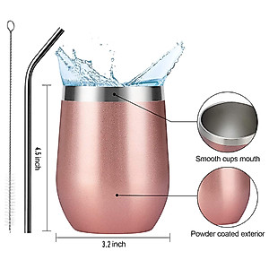 Waldeal Cows Wine Tumbler with Lid and Straw, Stainless Steel nsulated Wine Cup 12oz for Coffee, Champaign, Cocktail, Beer, Ice Cream