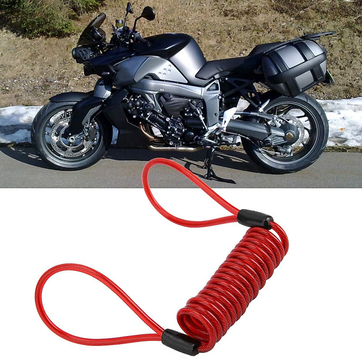 PVC Anti Theft Motorcycle Disc Brake Lock Reminder Coil Cable Warning Rope Red