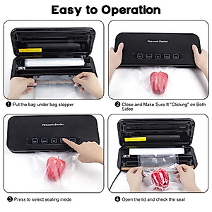 Automatic Vacuum Sealer for Food, 5-in-1 Food Saver Vacuum Sealer Machine with Vacuum Seal Bags and Roll & 1 Air Suction Hose, Food Vacuum Sealing Machine