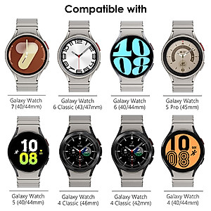 Wingle for Samsung Galaxy Watch 7 6 Band 5 Pro Galaxy Watch 6 Classic Bands 47mm 5/4/4 Classic/FE No Gap Band 44mm 40mm 43mm 45mm 42mm 46mm Men, Solid Stainless Steel Metal Link Bracelet Band Titanium