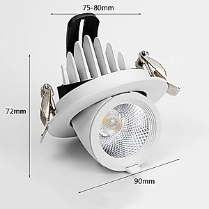 PEHUB Commercial Grille COB Anti-Glare Recessed Flat Spotlight Rotatable Embedded Downlight Clothing Aisle Showcase Lighting Panel Lamp High Ra Cut Size: 75-80mm High Brightness (Color : Neutral Ligh