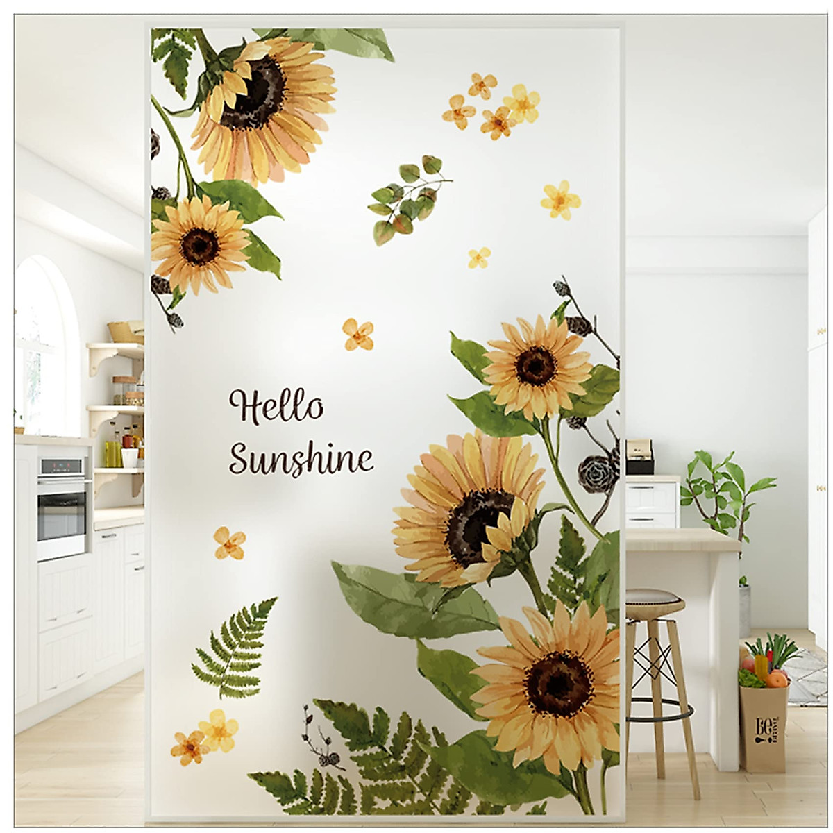 Sunflower Wall Stickers, 3D Yellow Flower Wall Decals, Easy Peel and Stick Wallpaper, DIY Removable Wall Art Mural for Bathroom, Bedroom, Nursery, TV Shower Door Home Decor