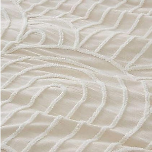 HandloomBazzar 100% Cotton Hand Tufted Textured Duvet Cover Boho Bedding Comforter Cover Set of 3 Pieces with Corner Ties & Zip Closures (Off White/Creame (Design 1), King 90"" x 104""), HBDVT001