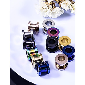Vsnnsns 0G 316L Surgical Stainless Steel Ear Gauges Tunnel Plug Earrings Expander Stretcher Piercings Jewelry for Women Men 6 Pairs 0 Gauge 8mm