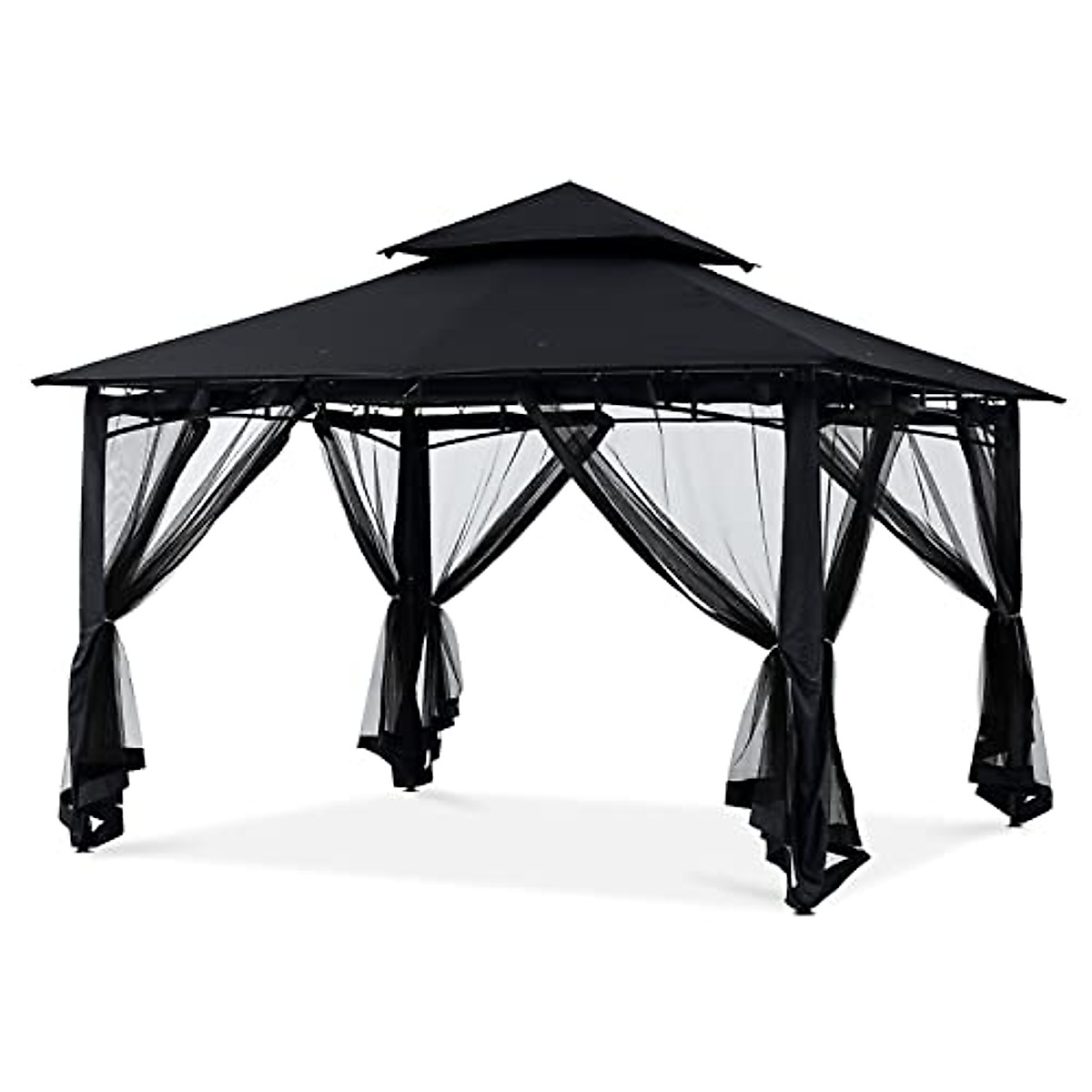 MASTERCANOPY Outdoor Garden Gazebo for Patios with Stable Steel Frame and Netting Walls (10x12,Black)