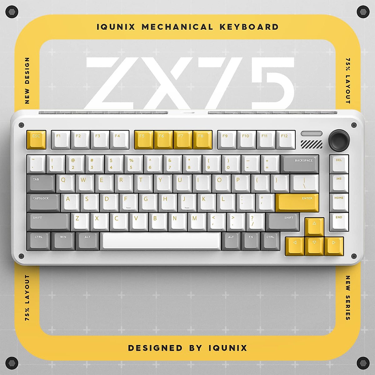 iQunix ZX75 Gravity Wave 75% RGB Mechanical Keyboard with Volume Knob, 81 Keys Hotswap Moonstone Switches Wireless Gaming Keyboard, Supports Bluetooth 5.1, 2.4GHz and Wired, for Win/Mac