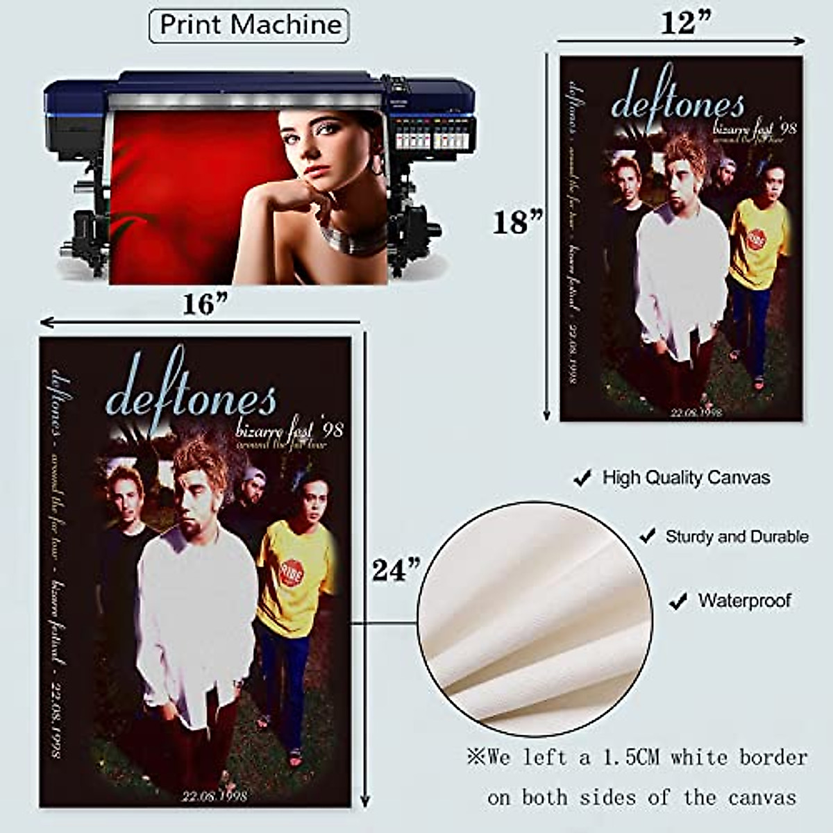 Glodse Band Poster Deftones Poster Art Wall Canvas Pictures for Modern Room Decor Prints Unframed 12" x 18"