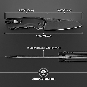 Kizer Kobold 2.0 Pocket Folding Knife, 3.66 In Flipper Pocket knife for EDC Camping, 4V Steel Blade Aluminium Handle, Deep Carry Clip, Small Utility Knife V3542.2A1