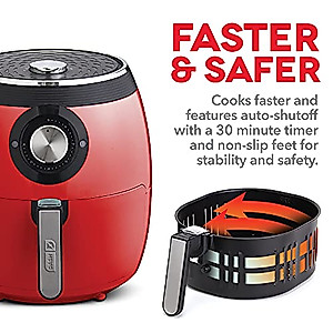 Dash Deluxe Electric Air Fryer + Oven Cooker with Temperature Control, Non-stick Fry Basket, Recipe Guide + Auto Shut off Feature, 1700-Watt, 6 Quart - Red