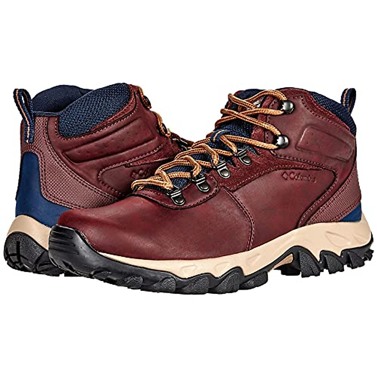 Columbia Men's Newton Ridge Plus II Waterproof Hiking Shoe, Madder Brown/Collegiate Navy, 9.5