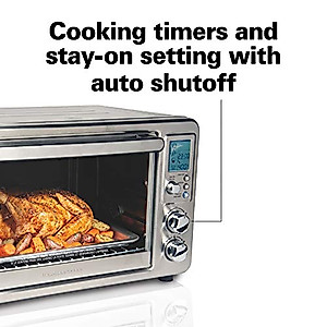 Hamilton Beach 31190C Digital Display Countertop Convection Toaster Oven with Rotisserie, Large 6-Slice, Stainless Steel