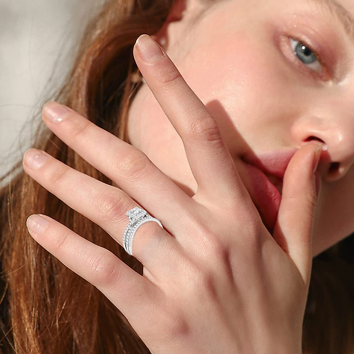 1.0 ct Princess Cut Engagement Rings For Women Vintage 2 pcs Bridal Rings Sets Wedding Rings 14K White Yellow Rose Gold Wedding Ring Set Twisted Promise Anniversary Rings For Her