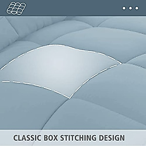 JOLLYVOGUE Light Blue/Ivory Queen Comforter Set, Reversible Bed in a Bag Bedding Set for All Seasons, 3 Pieces Bed Set with 1 Comforter and 2 Pillow Shams