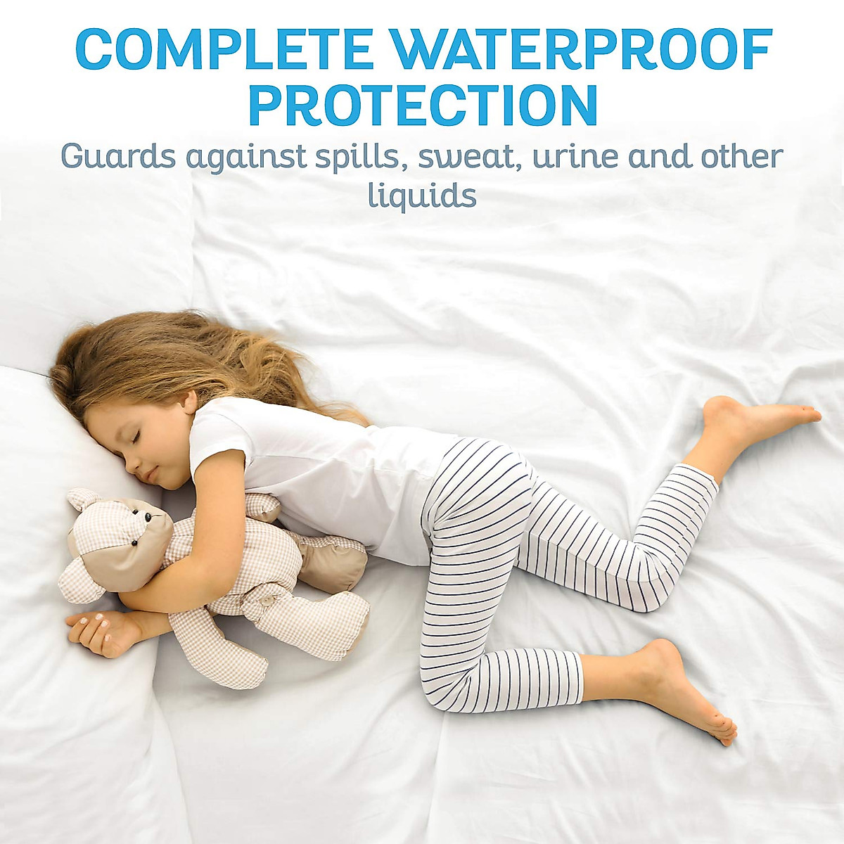 Sures Waterproof Mattress Protector - Twin Size Bedsheet - Fitted Machine Washable Bed Sheet -Vinyl Free Bedwetting Cover Pad - for Kids, Adult, Elderly (1, Twin)