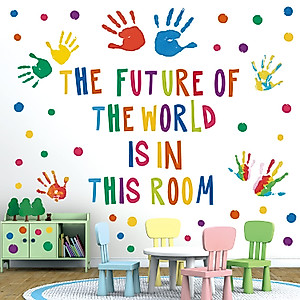 DECOWALL DS8-8050 Handprint Quotes Wall Stickers Decals Baby Art Hand Ink Inspirational Nursery Paint Classroom Gifts DIY Motivational Kids décor Girls Room Vinyl Door Sunday School Alphabet Posters