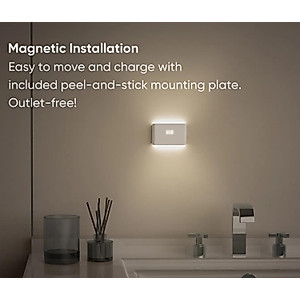 WYZE Rechargeable Night Lights with Dusk to Dawn & Motion Sensors, Warm & Soft White Stair Lights for Bathroom, Hallway, Linkable, Magnetic Mount, 3 Pack