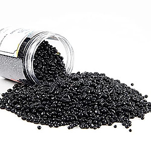 TWINKLING High Luster Round Fire Glass Stones,Glass Marbles,Glass Pebbles,Glass Beads Gems for Fire Pit Vase Fillers Crafts Aquarium Garden Decoration,3-6mm,1-Pound Jar (Black)