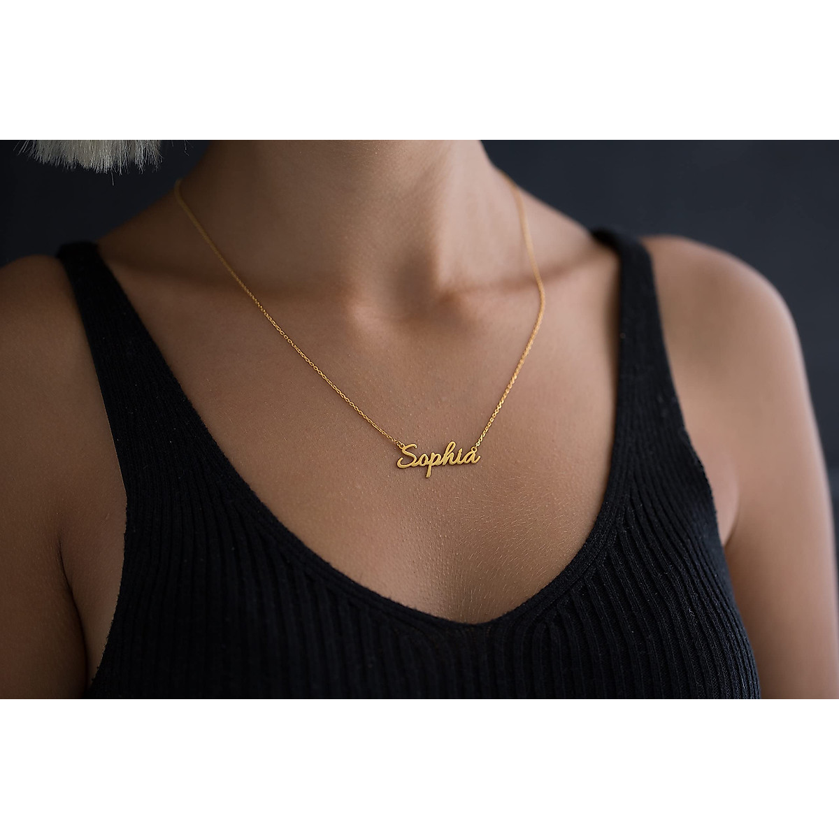 XanmegoJewelry 14K Gold Personalized Name Necklace - Custom Name Necklace with 18 Font Styles - Gold Figaro, Rolo or Cable Chain - Custom Bridesmaids Gifts