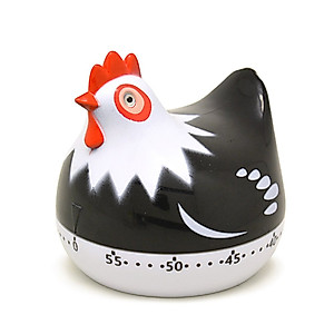 Cartoon Hen Mechanical Timers 60 Minutes Kitchen Cooking Timer Clock Loud Alarm Counters Mini Size Manual Timer for Study (Black)