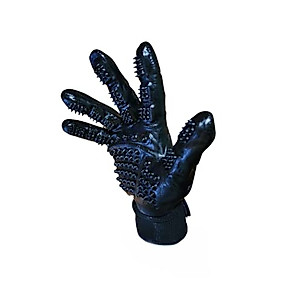 Barn Bug pet Grooming Gloves - Bathing - Gentle Shedding Brush for Long and Short Hair Cats, Dogs, Horses - Hair Remover - Easy to use - Blue or Black(1 Pair) (Gloves Black 1 Pair)