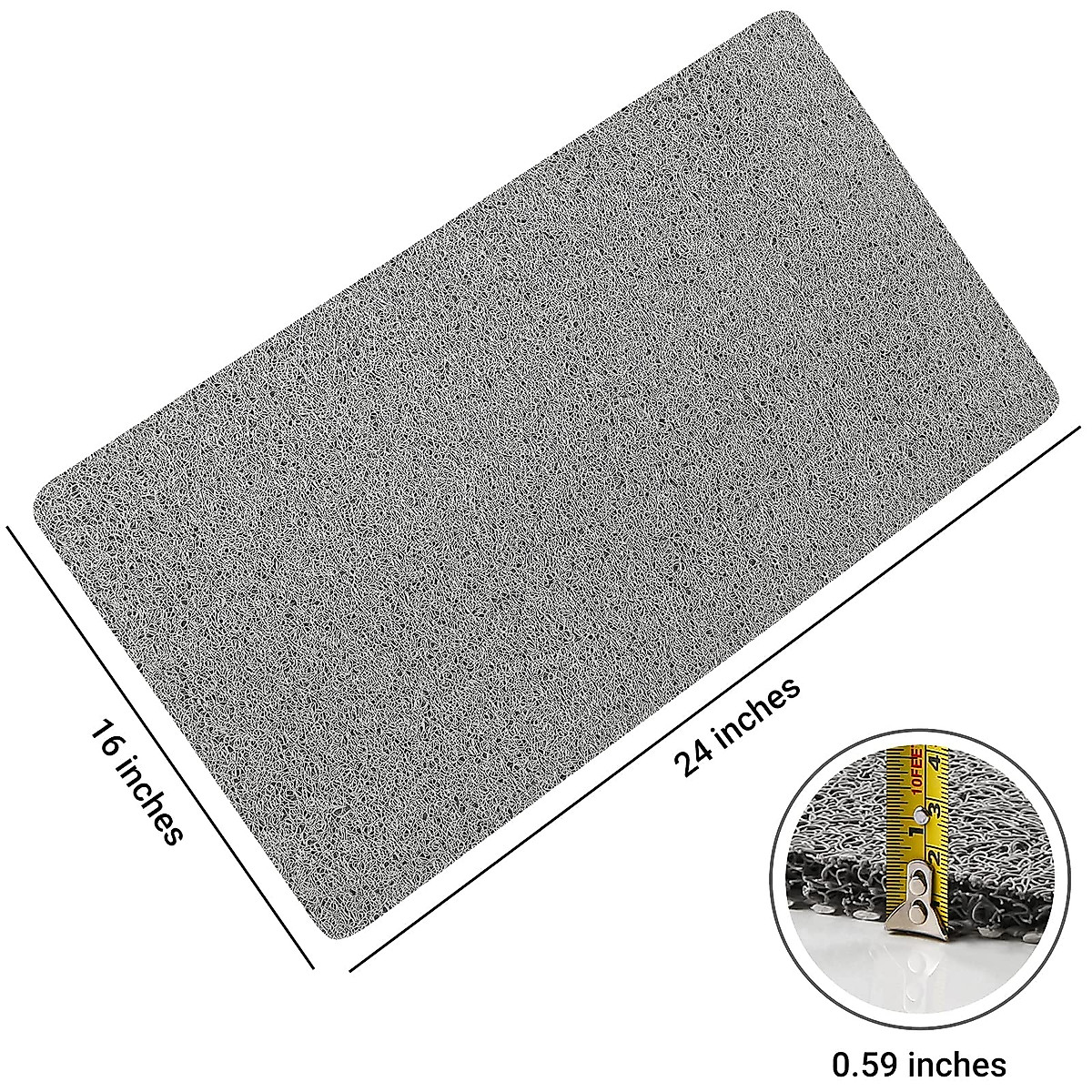 LuxStep Shower Mat Bathtub Mat,24x16 inch, Non-Slip Bath Mat with Drain, Quick Drying PVC Loofah Bathmat for Tub,Shower,Bathroom (Phthalate Free,Grey)