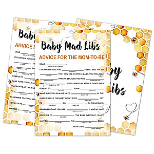 Yuansail Baby Mad Libs, Baby Shower Game, Gender Reveal Party Supplies,Honeycomb Bumble Bee Party Decorations,– 30 Game Cards (bb013-yx12)